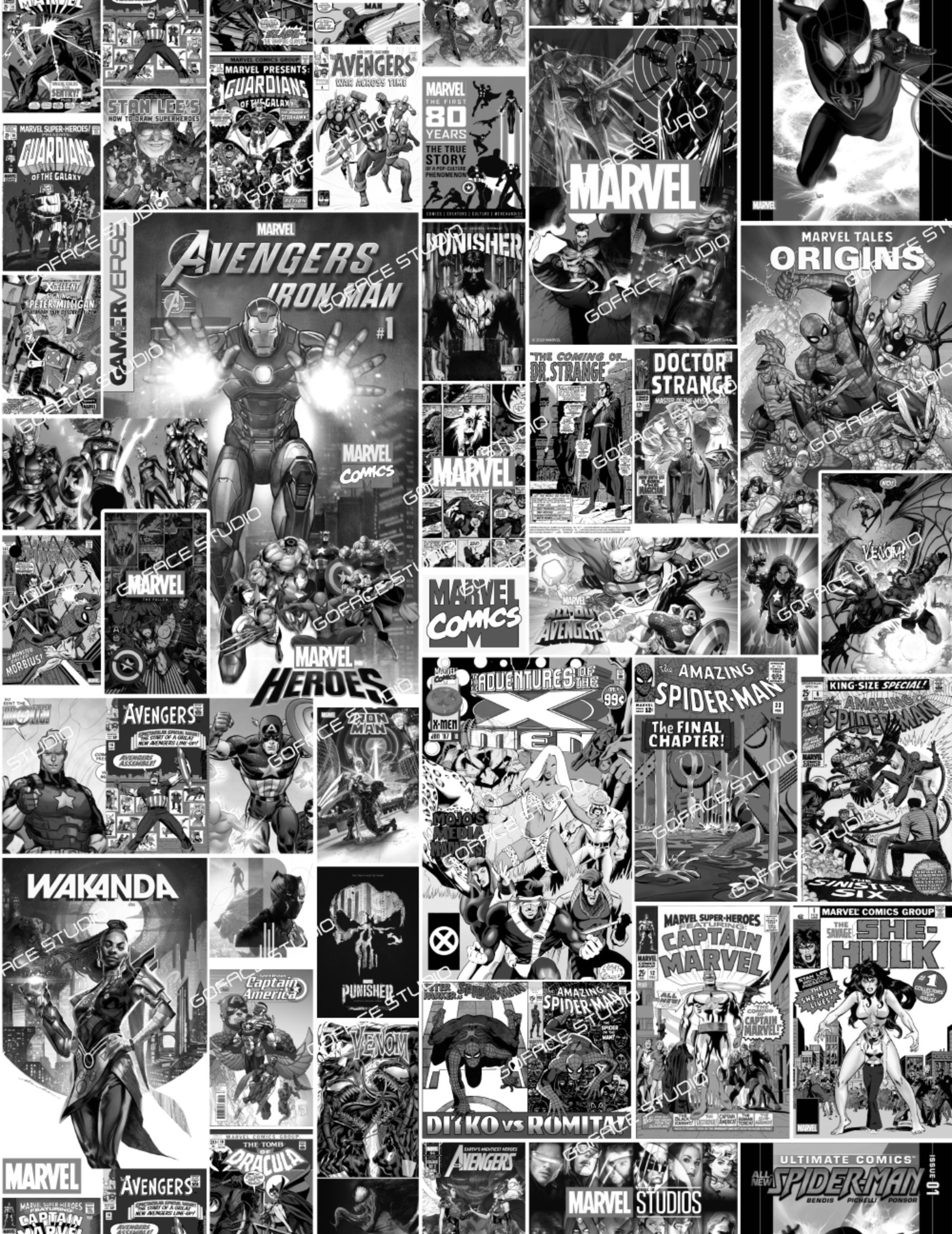 Marvel Comics Book Avengers Iron Man Spider Man She Hulk Cartoon Hero ...