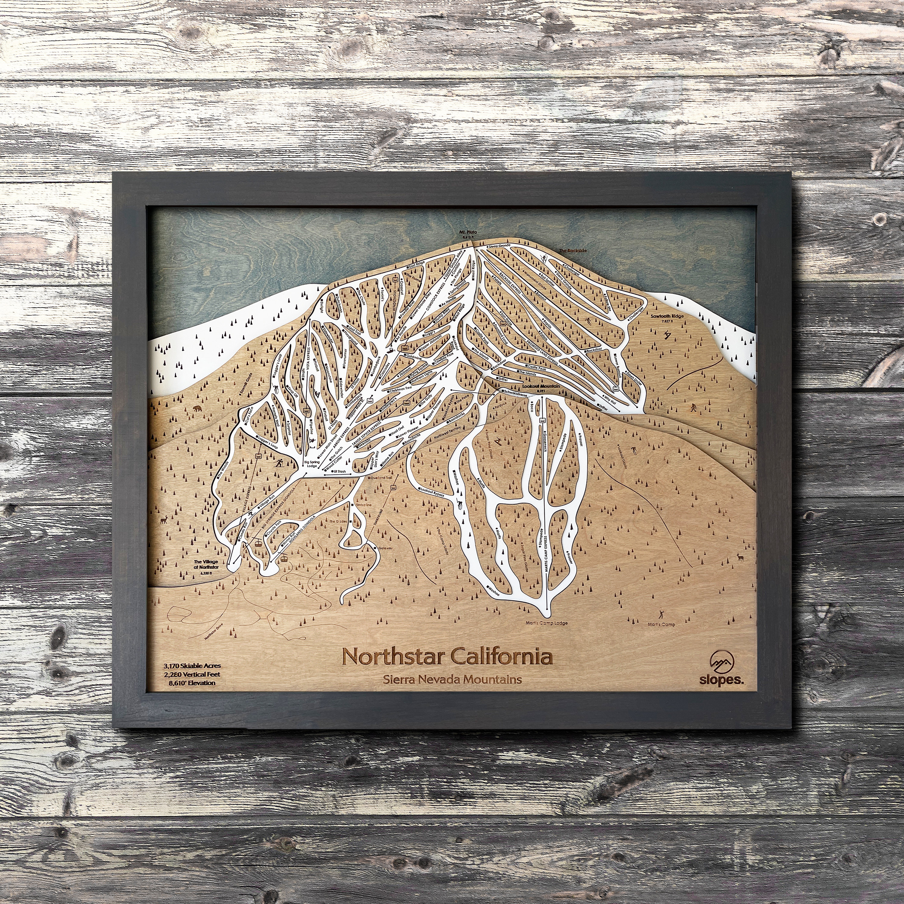 3D Northstar California Ski Trail Map: Engraved Wood Skiing Art - Etsy