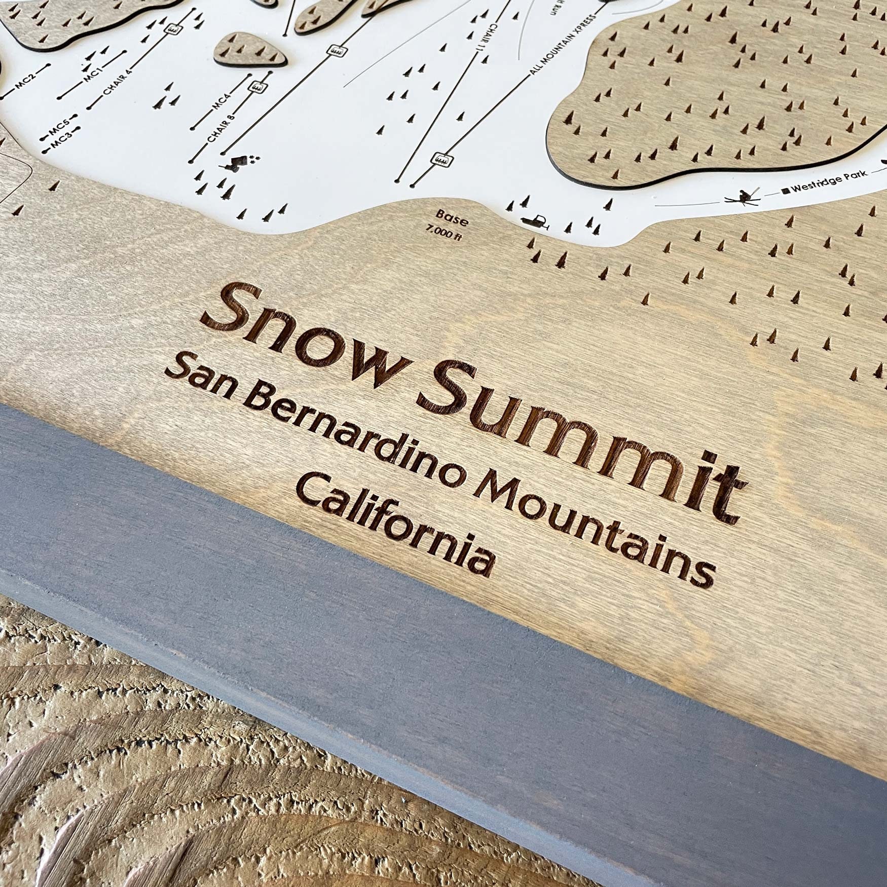 Snow Summit Ski Trail Map Art: Engraved Wood, Cabin Decor - Etsy
