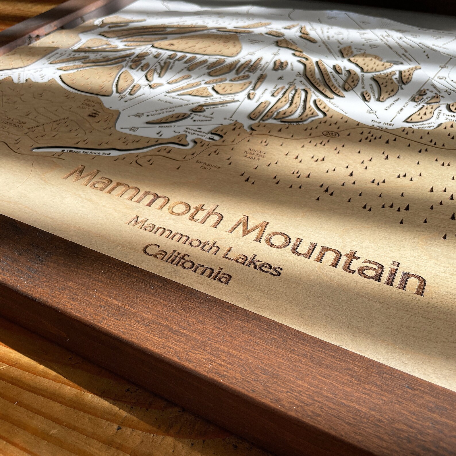 Mammoth Mountain Ski Trail Map: 3D Engraved Wood Art, Cabin Decor - Etsy