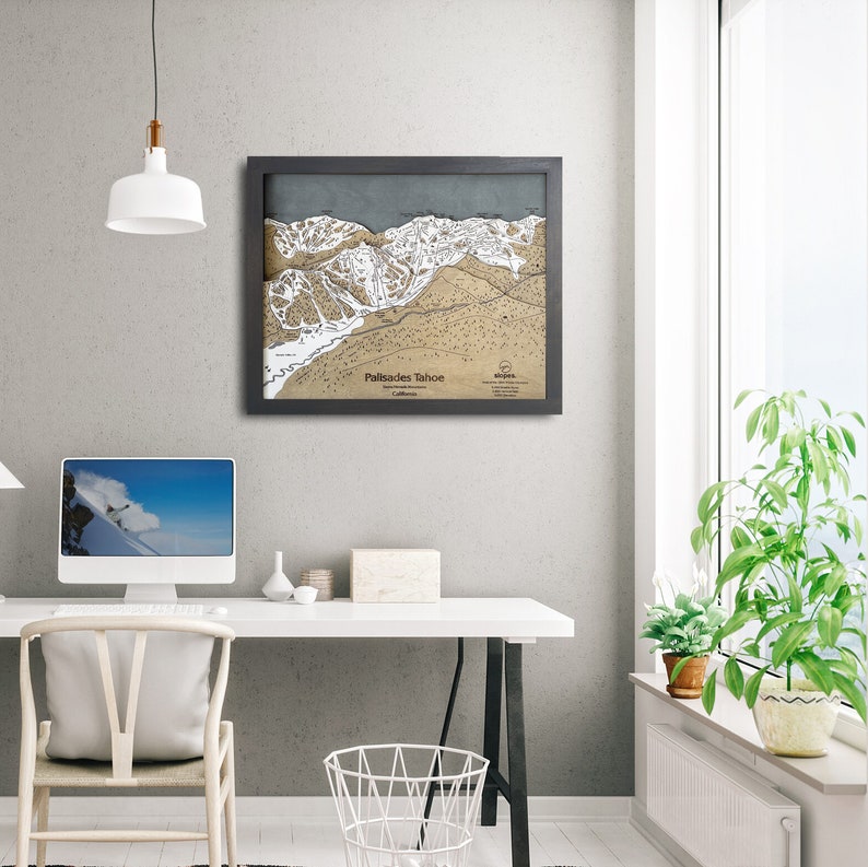 3D Palisades Tahoe Ski Trail Map Squaw Valley Wood Ski Map Art, FIS ...