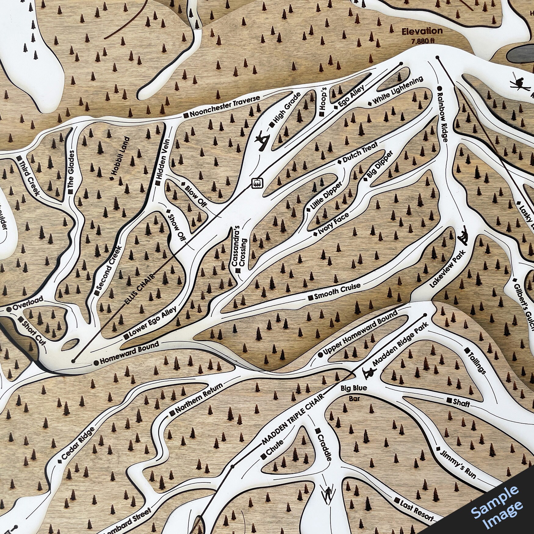 3D Jackson Hole, WY Ski Trail Map Wooden Map, Skiing Art, Ski Slope Map ...