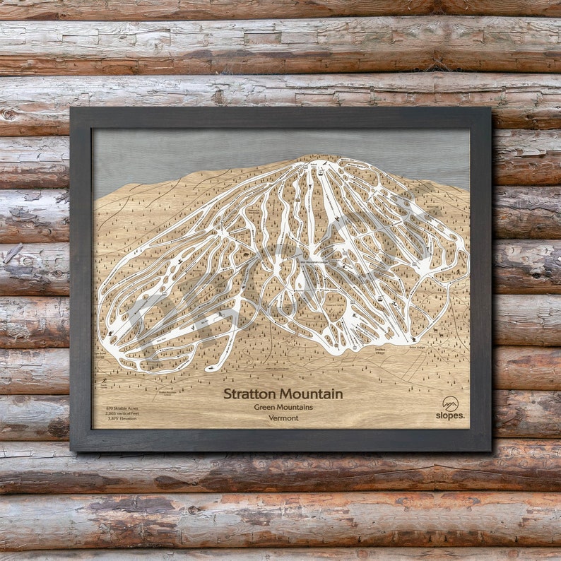 3D Stratton Mountain VT Ski Trail Map Skiing Art Ski Slope - Etsy
