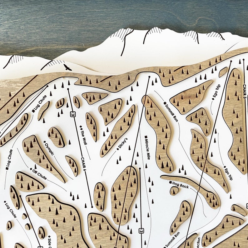 3D Snow Summit, CA Ski Trail Map | Skiing Art, Ski Slope Map Art ...