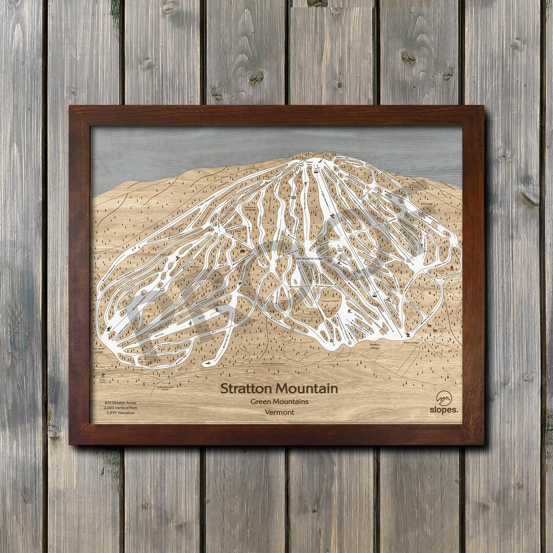 3D Stratton Mountain, VT Ski Trail Map | Skiing Art, Ski Slope Map Art ...