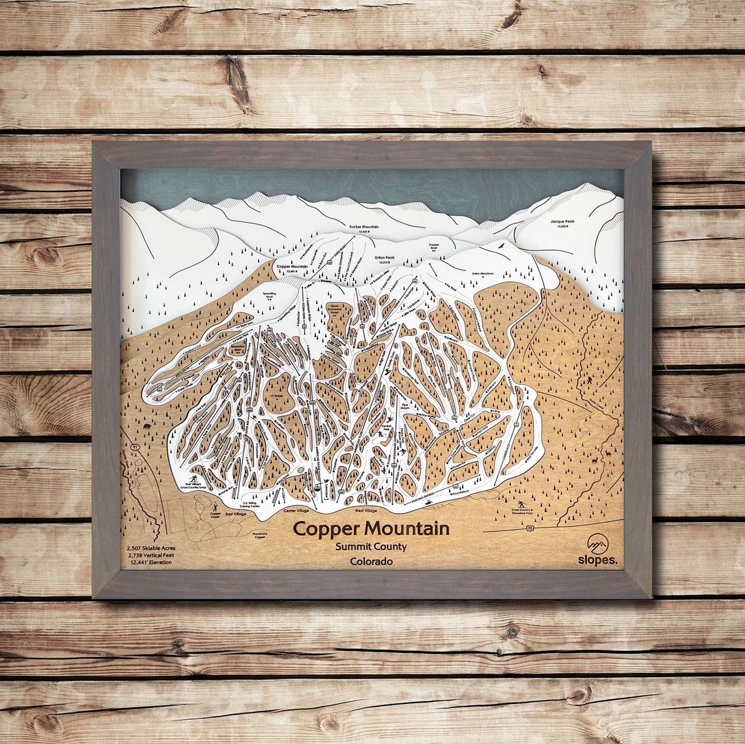 3D Copper Mountain Ski Trail Map Wood Ski Slope Map Art, Engraved Ski ...