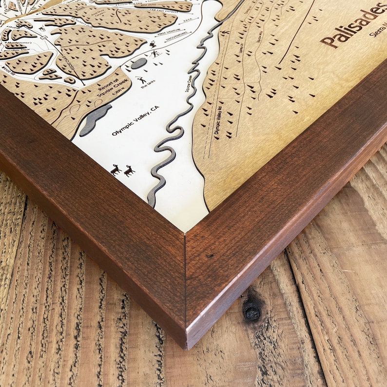 3D Palisades Tahoe Ski Trail Map Squaw Valley Wood Ski Map Art, FIS ...