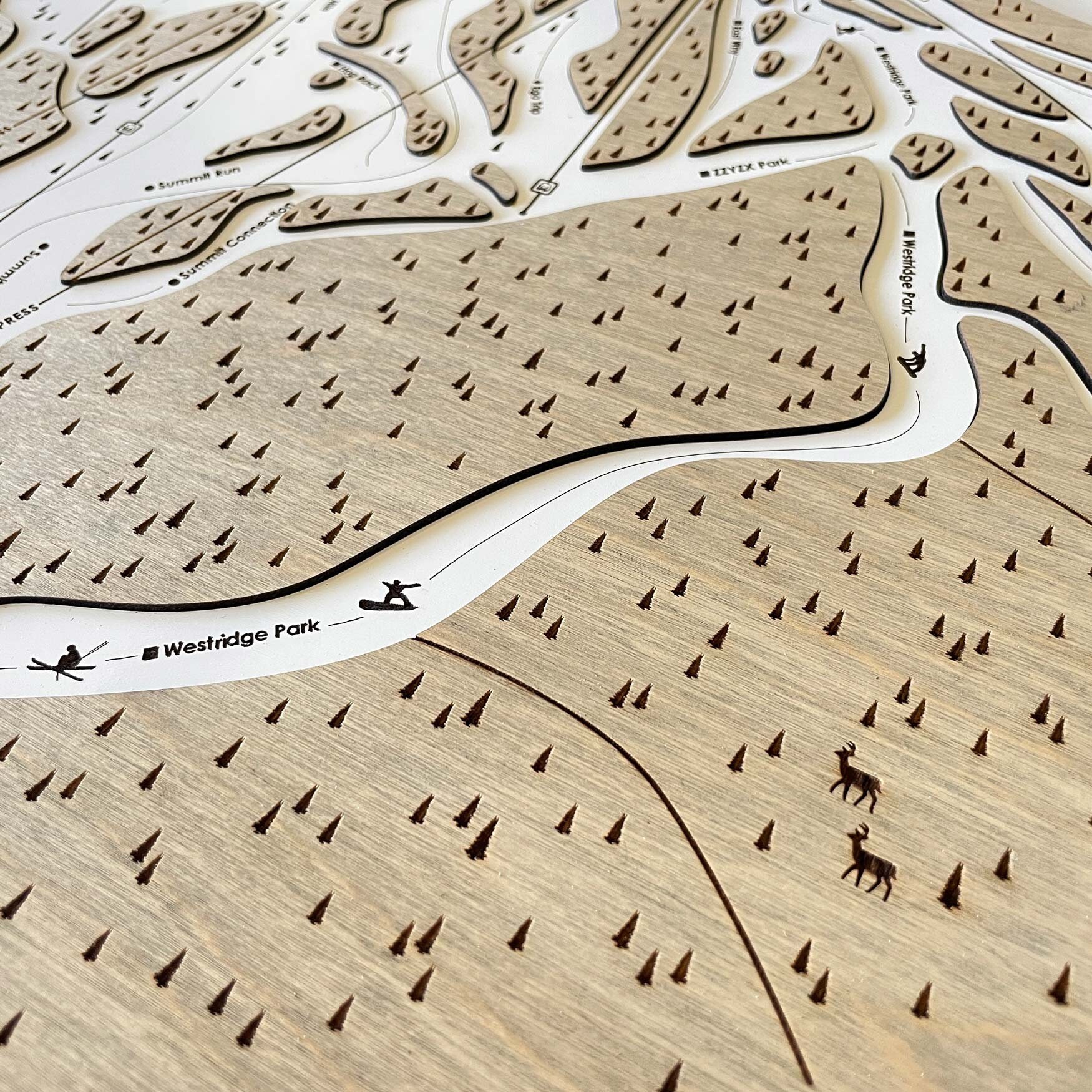 Snow Summit Ski Trail Map Art: Engraved Wood, Cabin Decor - Etsy