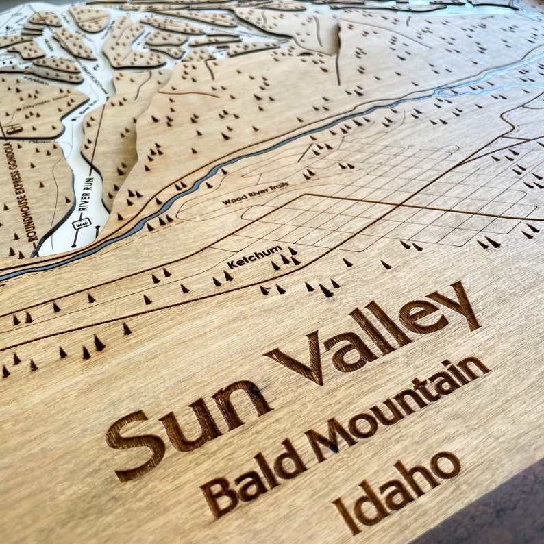 3D Sun Valley Ski Trail Map Sun Valley Skiing Art, Ski Slope Map Art ...