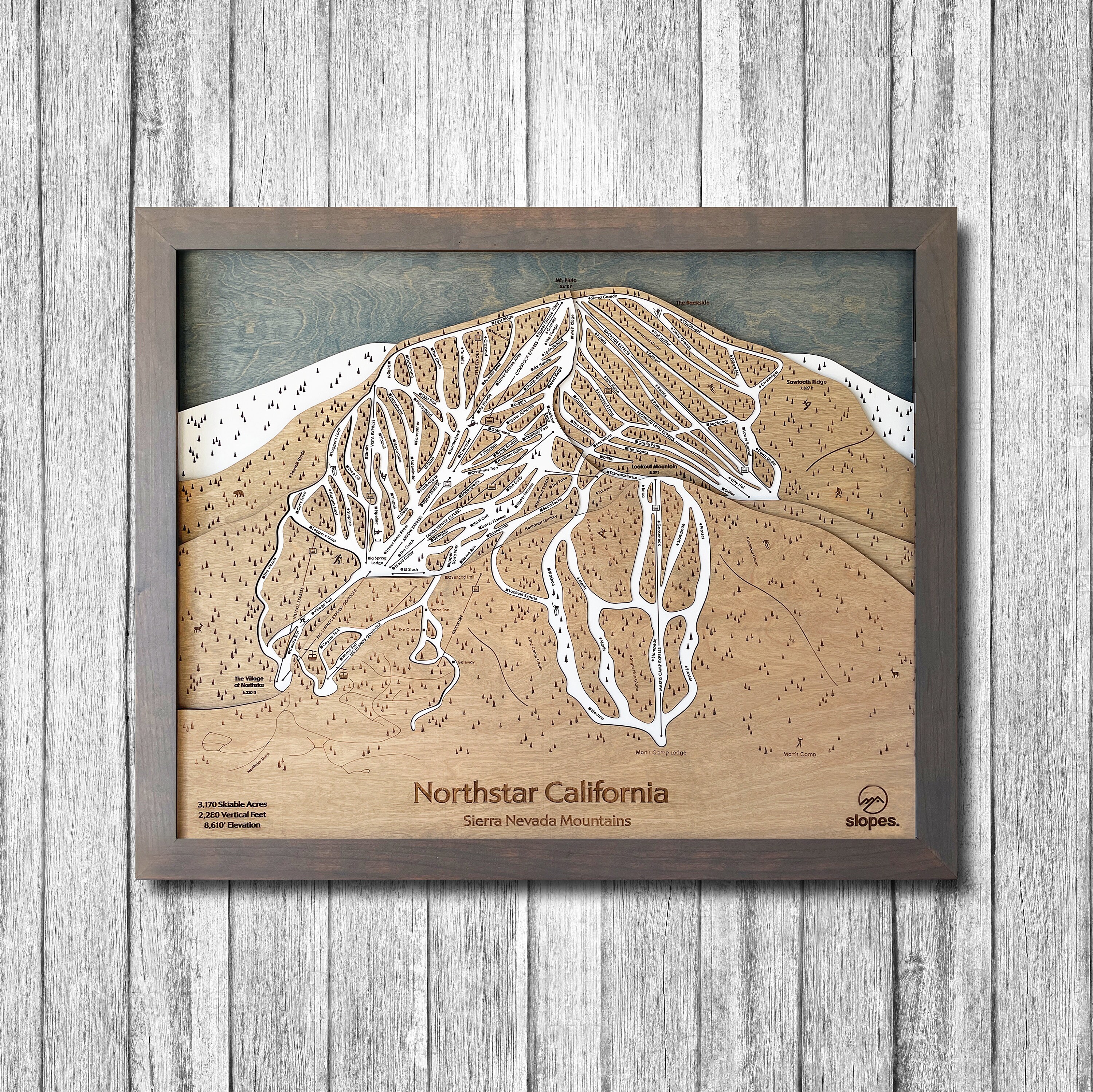 3D Northstar California Ski Trail Map: Engraved Wood Skiing Art - Etsy