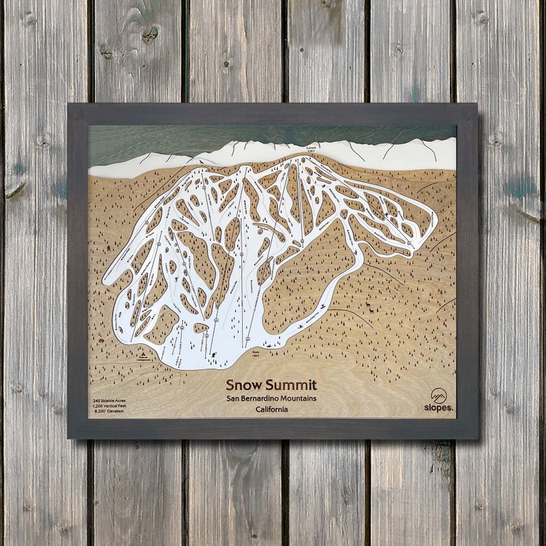 3D Snow Summit, CA Ski Trail Map Skiing Art, Ski Slope Map Art ...
