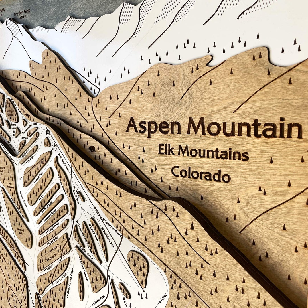 Aspen Mountain Ski Trail Map: 3D Wooden Ski Slope Art - Etsy