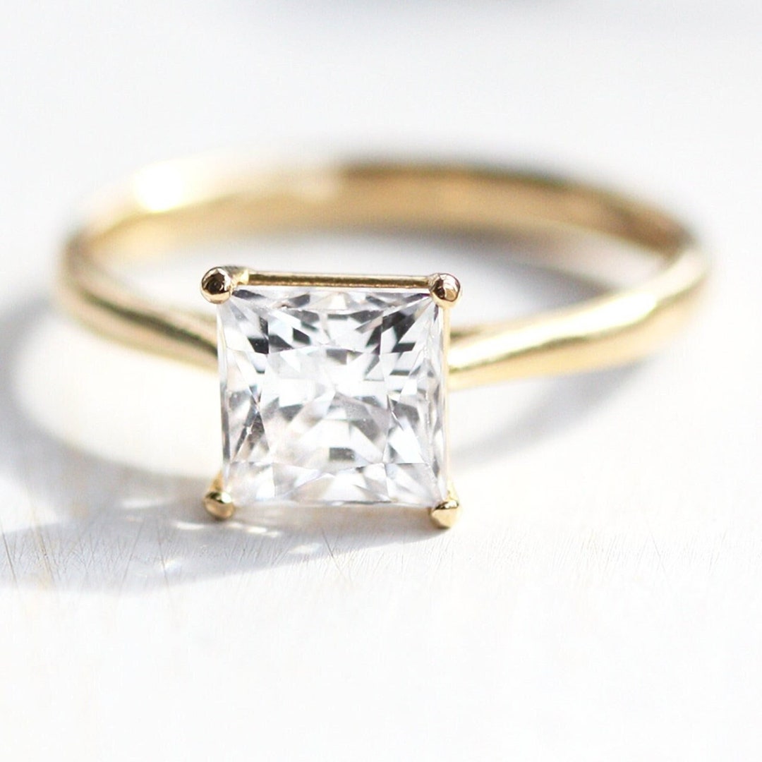 2.38 CT Princess Cut Engagement Ring / Princess Solitaire Accent ...