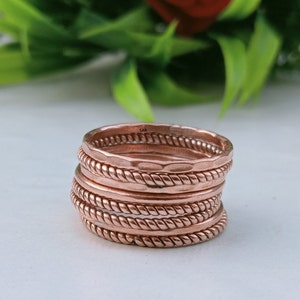 Copper Set of 8 Stacking Ring Copper Stacking Rings Simple Copper ...