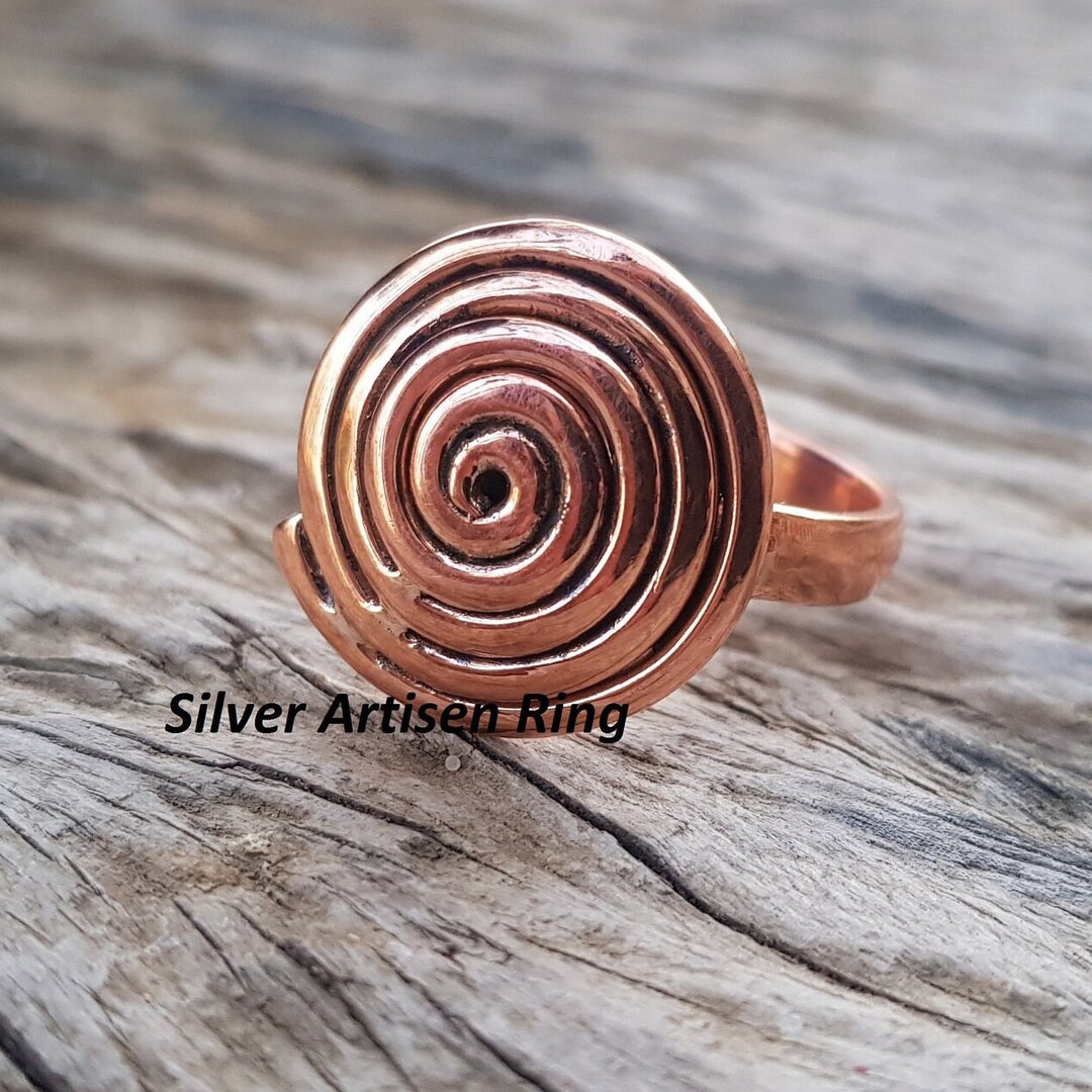 Pure Copper Spiral Wire Ring, Copper Handcrafted Ring, Ocean Tide ...