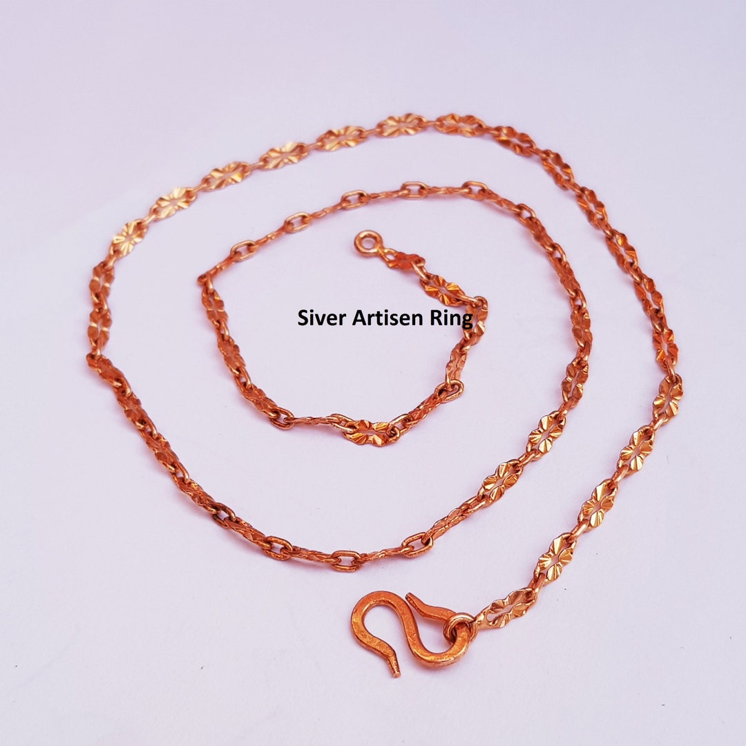 Buy Pure Copper Chain Necklace, Pure Copper Flower Chain, Solid Copper ...