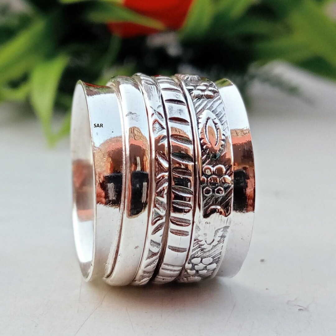 925 Sterling Silver Spinner Ring Designer Silver Ring Boho Ring Gift ...