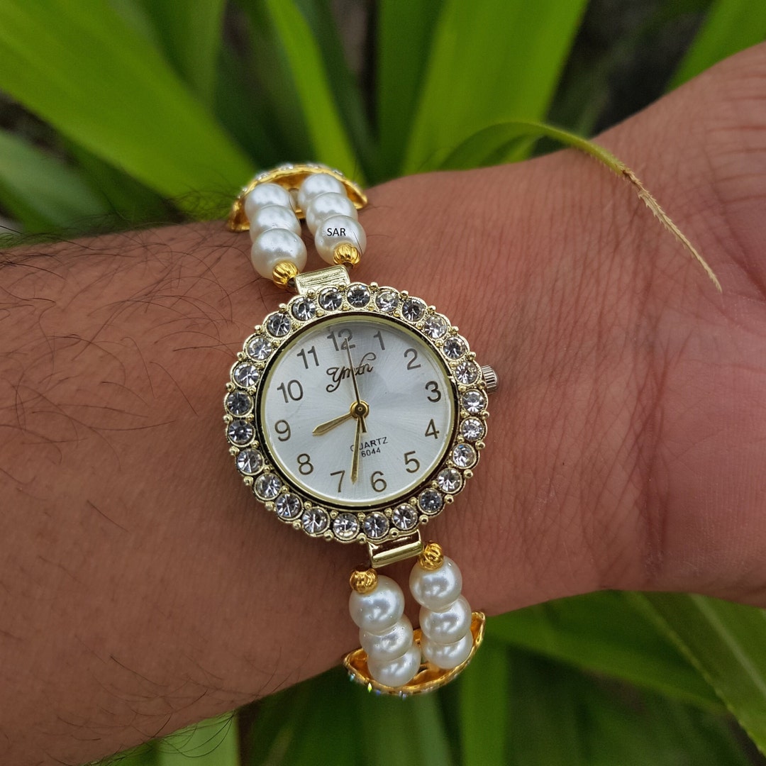 Pearl Ladies Wrist Watch for Weddings and Special Occasions Beaded ...