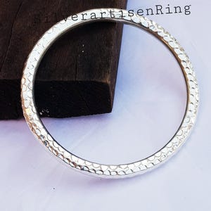 5mm Hammered Wide Bangle for Women 925 Solid Thick Heavy Sterling Silver Bangle Statement Bangle ...