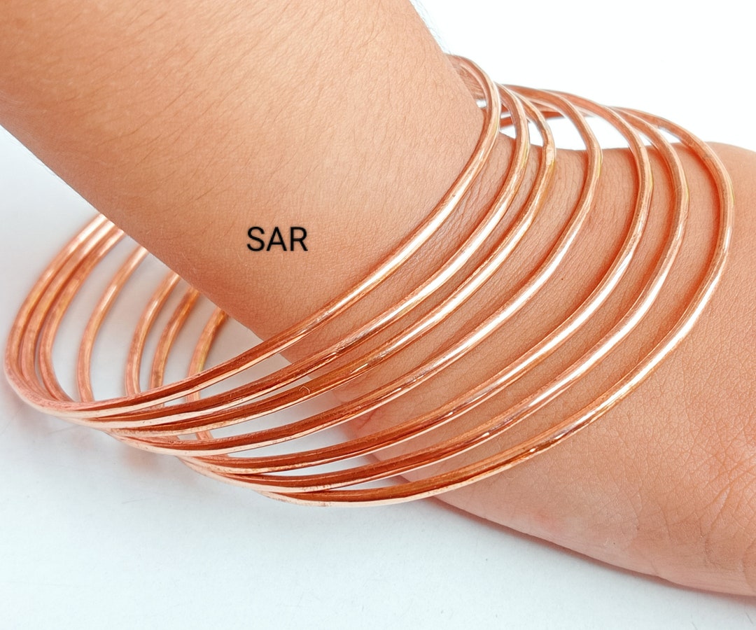 Thin Copper Bangle Bracelet Set of 7 Bangles, Stacking Bangle Handmade ...