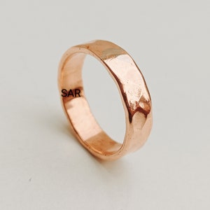 Pure Copper Band Ring, Hammered Design Ring, Ring for Women or Men Ring ...