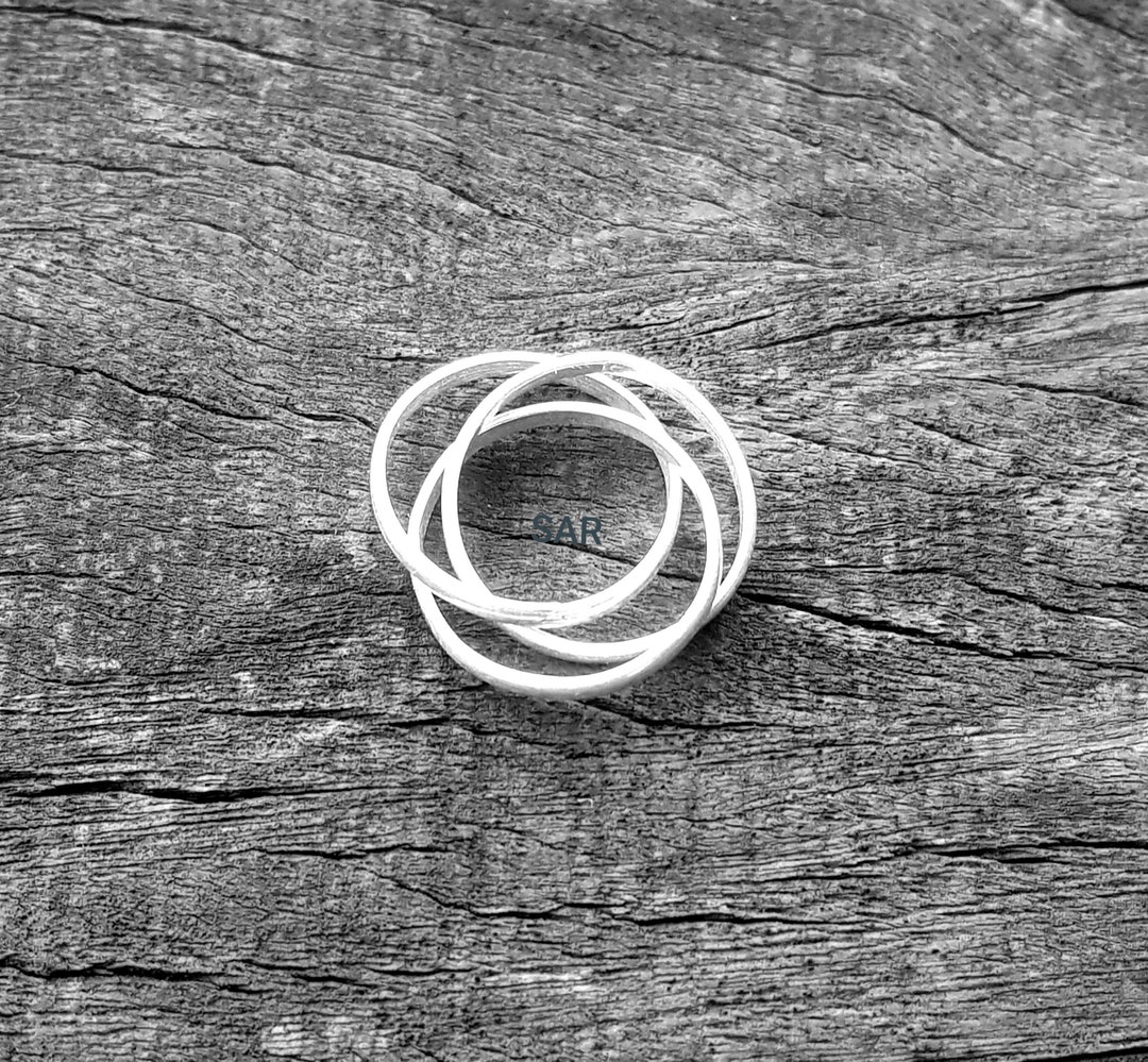 925 Sterling Silver Three Interlocking Ring, Band Rolling Ring ...