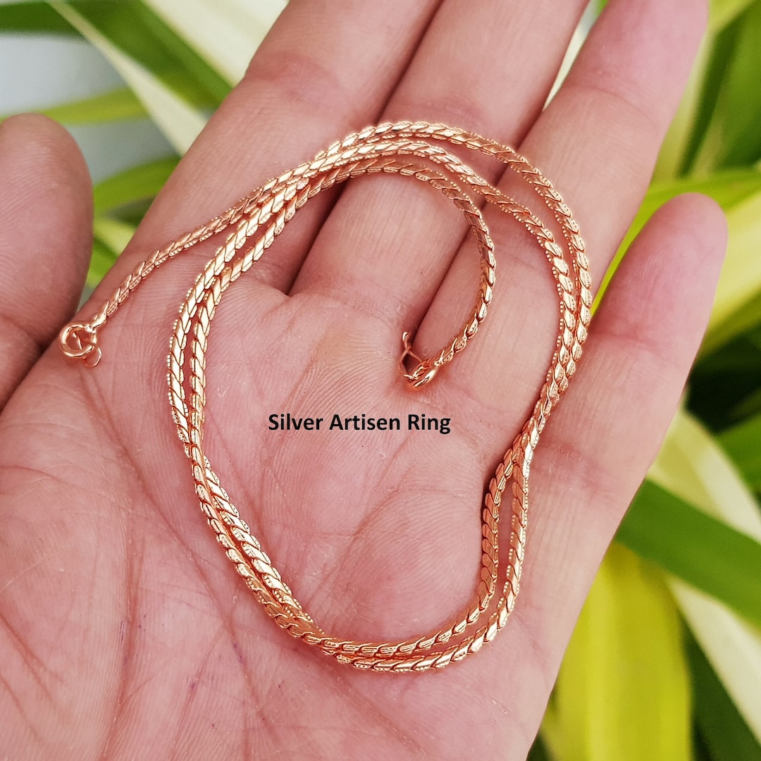 Copper Cuban Link Chain Necklace & Bracelet, Casual and Trendy Curb ...