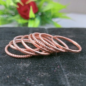 Copper Set of 8 Stacking Ring Copper Stacking Rings Simple Copper ...