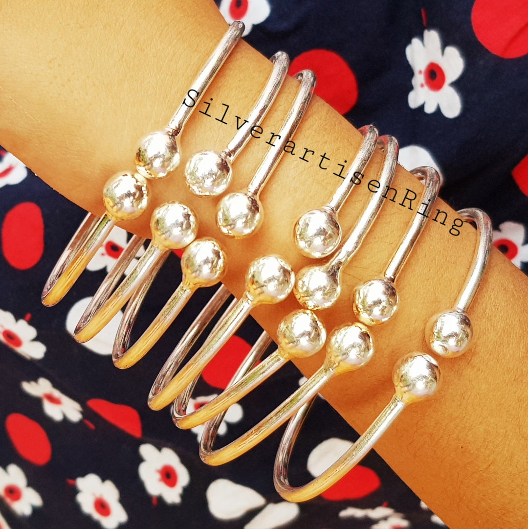 Set of 7 Bangles, Thick West Indian Bangles, Sterling Silver Bangles ...