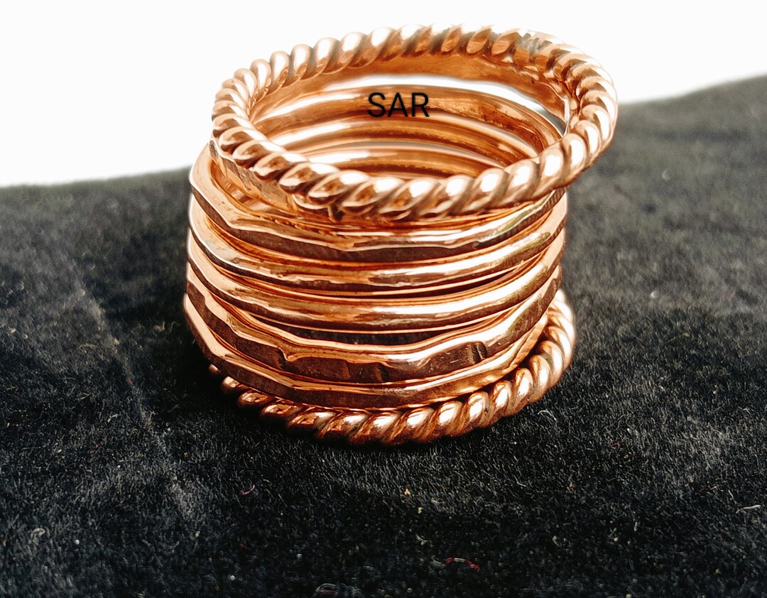 Copper Set of 8 Stacking Ring Copper Stacking Rings Simple Copper ...