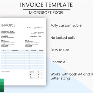 Invoice Template, Business Invoice, Invoice Template EXCEL, Invoice ...