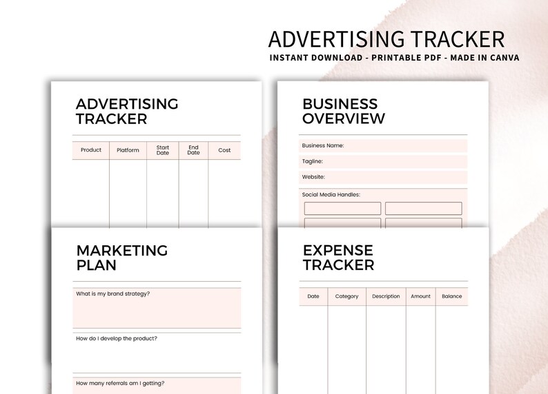 Business Start up Essential Tracker | Business Tracker Printable ...