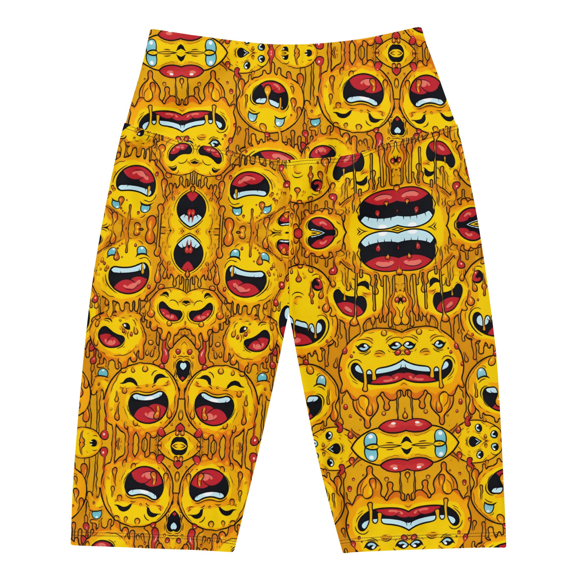 Trippy Happy Face Biker Shorts | Emoji Inspired Workout Shorts | Women ...