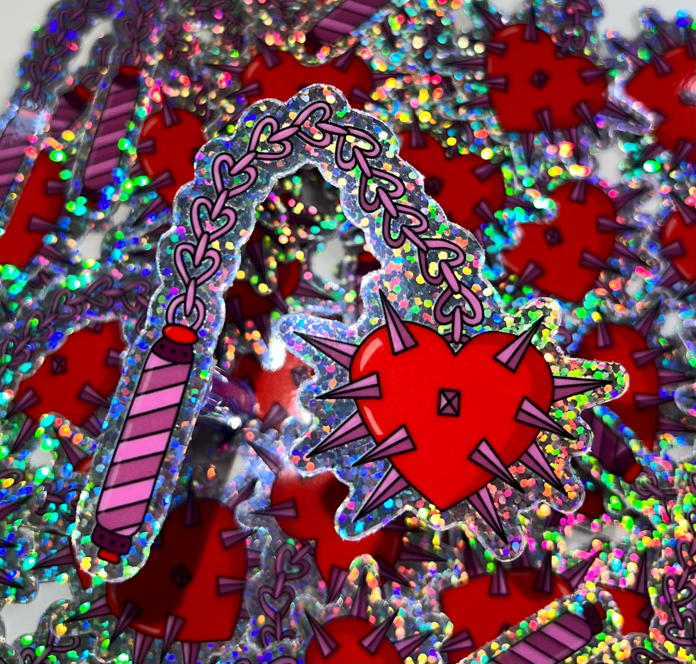 Heart Flail Glitter Vinyl Sticker - Etsy