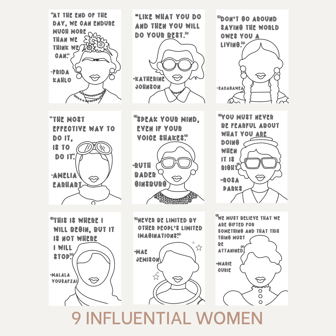 Womens History Month Coloring Pages Influential Women in - Etsy