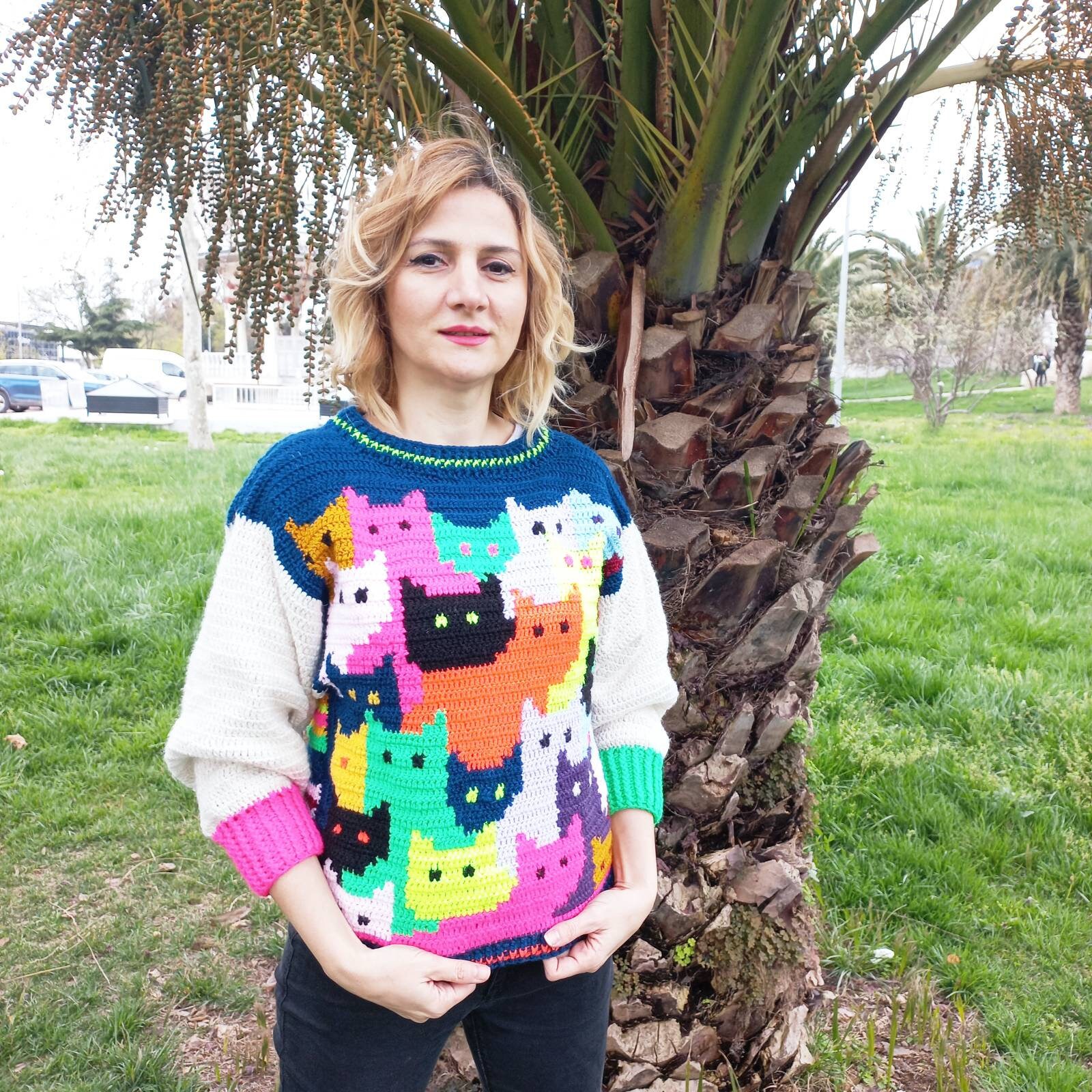 Colorful Crochet Sweaters Crochet Cat Sweaters Knitted - Etsy