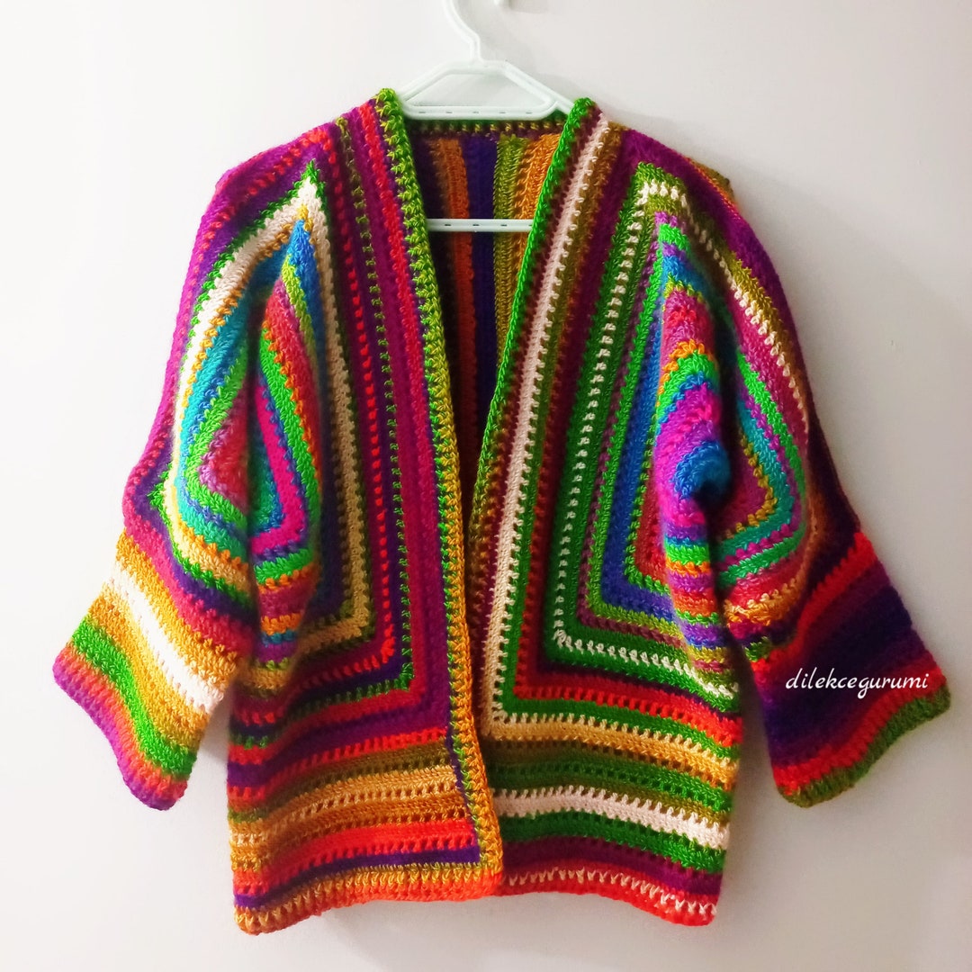 Colorful Crochet Cardigan, Knit Cardigan, Womens Cardigan, Oversize ...