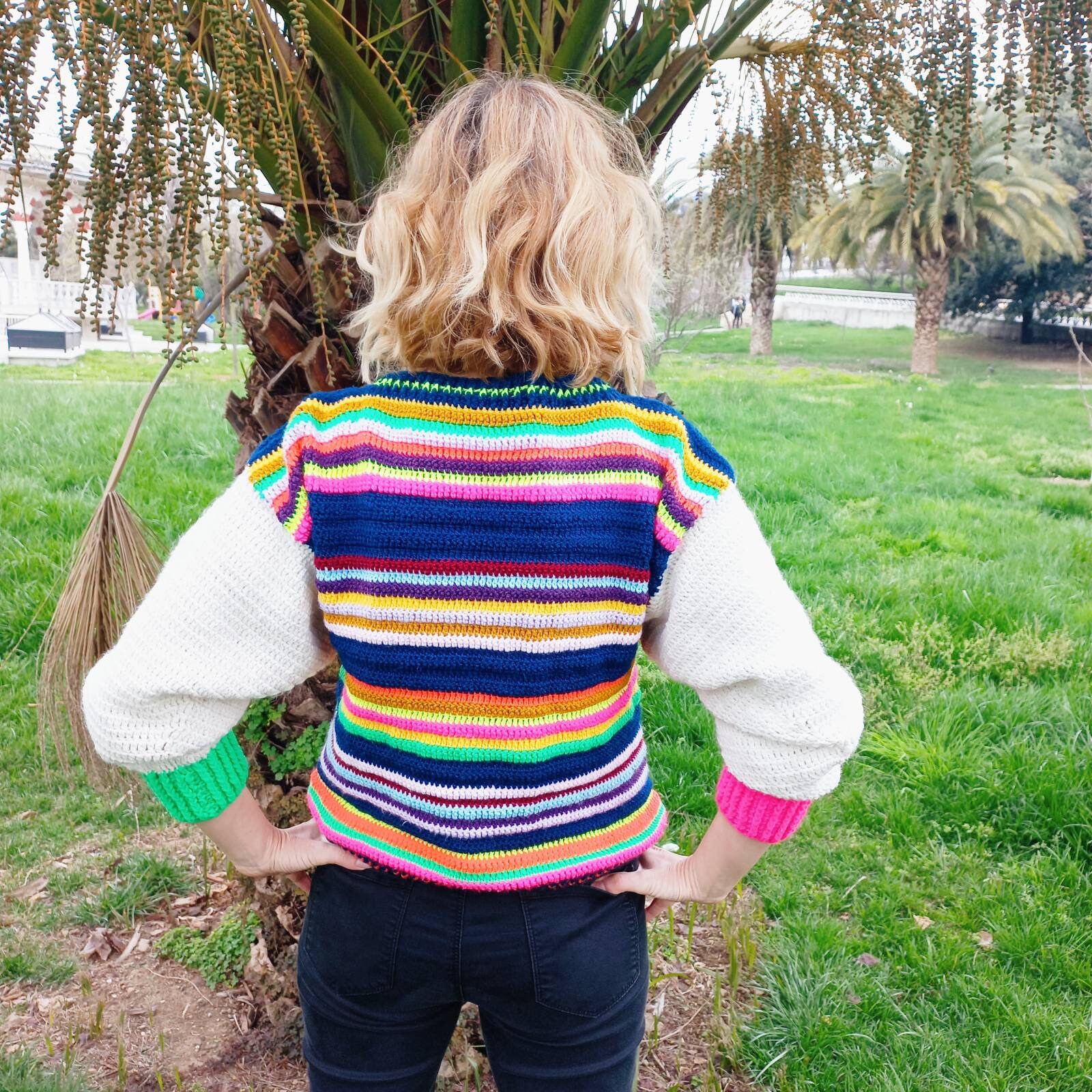 Colorful Crochet Sweaters Crochet Cat Sweaters Knitted - Etsy