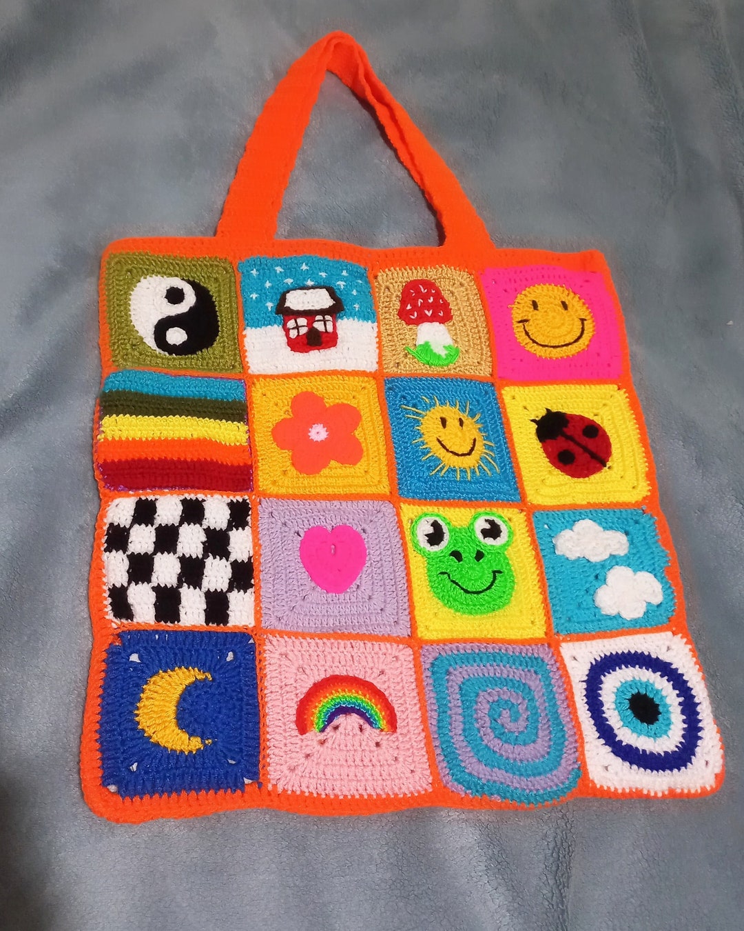 Colorful Crochet Bag, Funny Bag, Laptop Bag, Student Bag, Knitted Bag ...