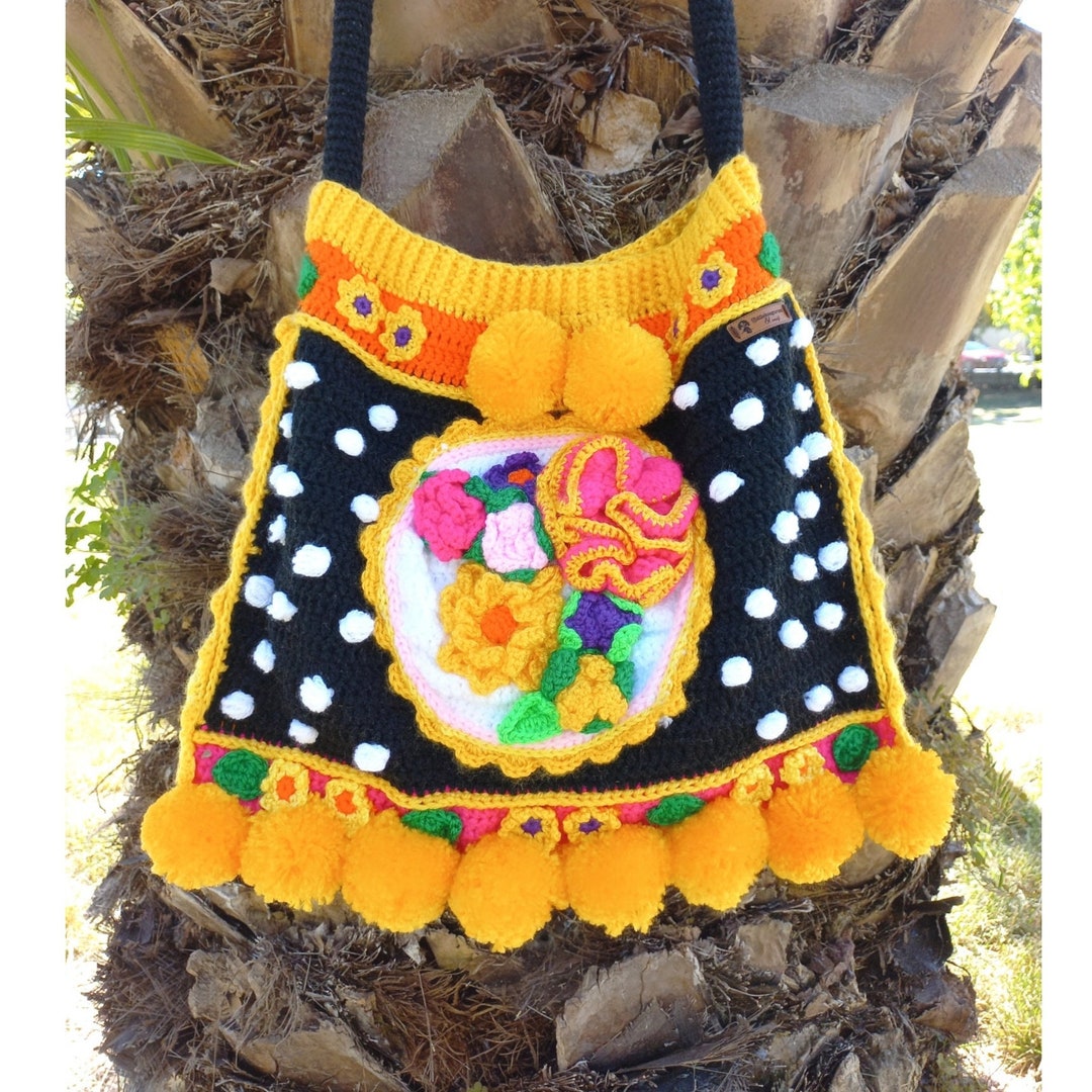 Crochet Flower Bag, Colorful Crochet Bag, Crochet Bag Purse, Crochet ...