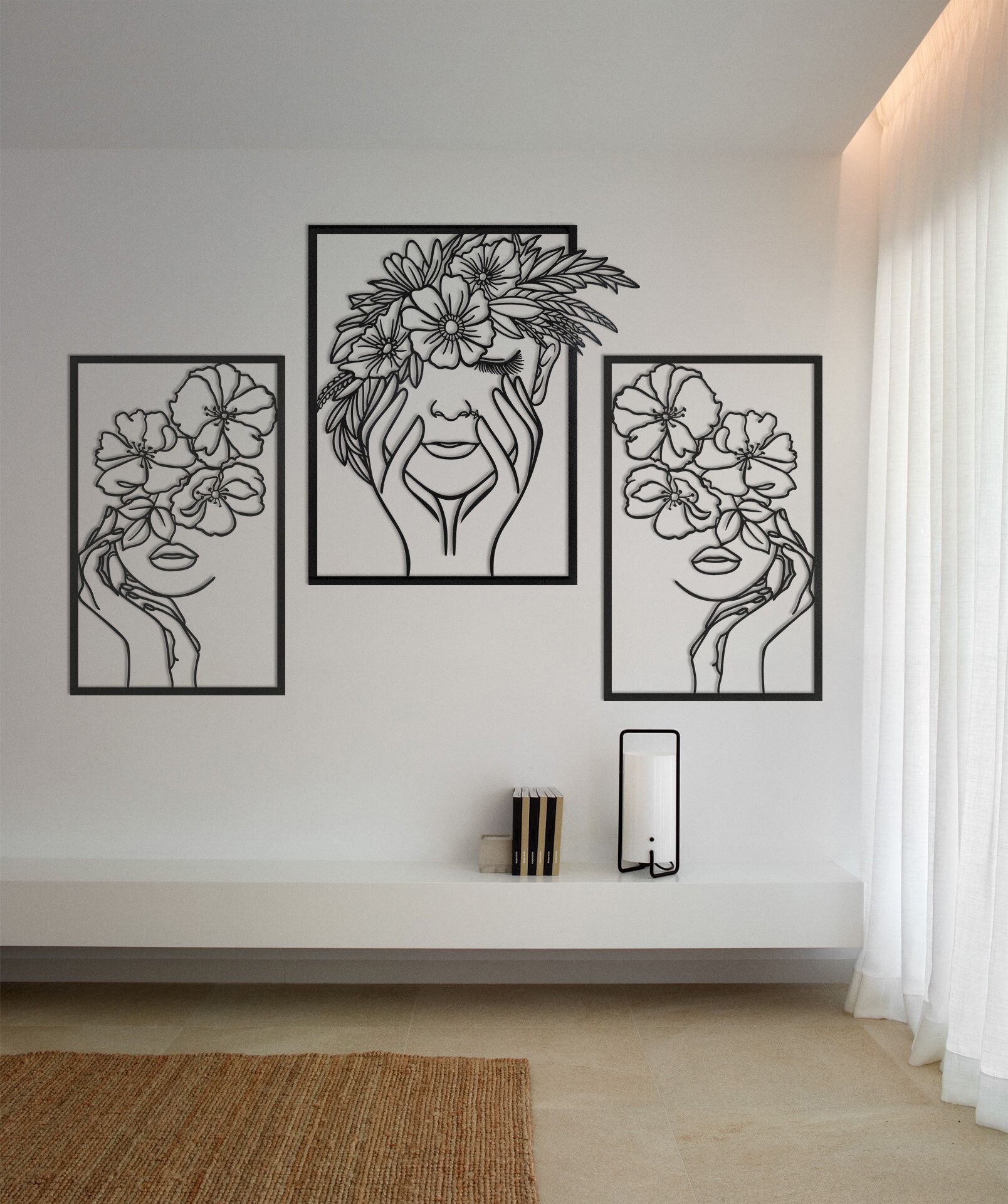 Woman Line Art Set, 3 Piece Wall Art, Above Bed Decor, Living Room ...