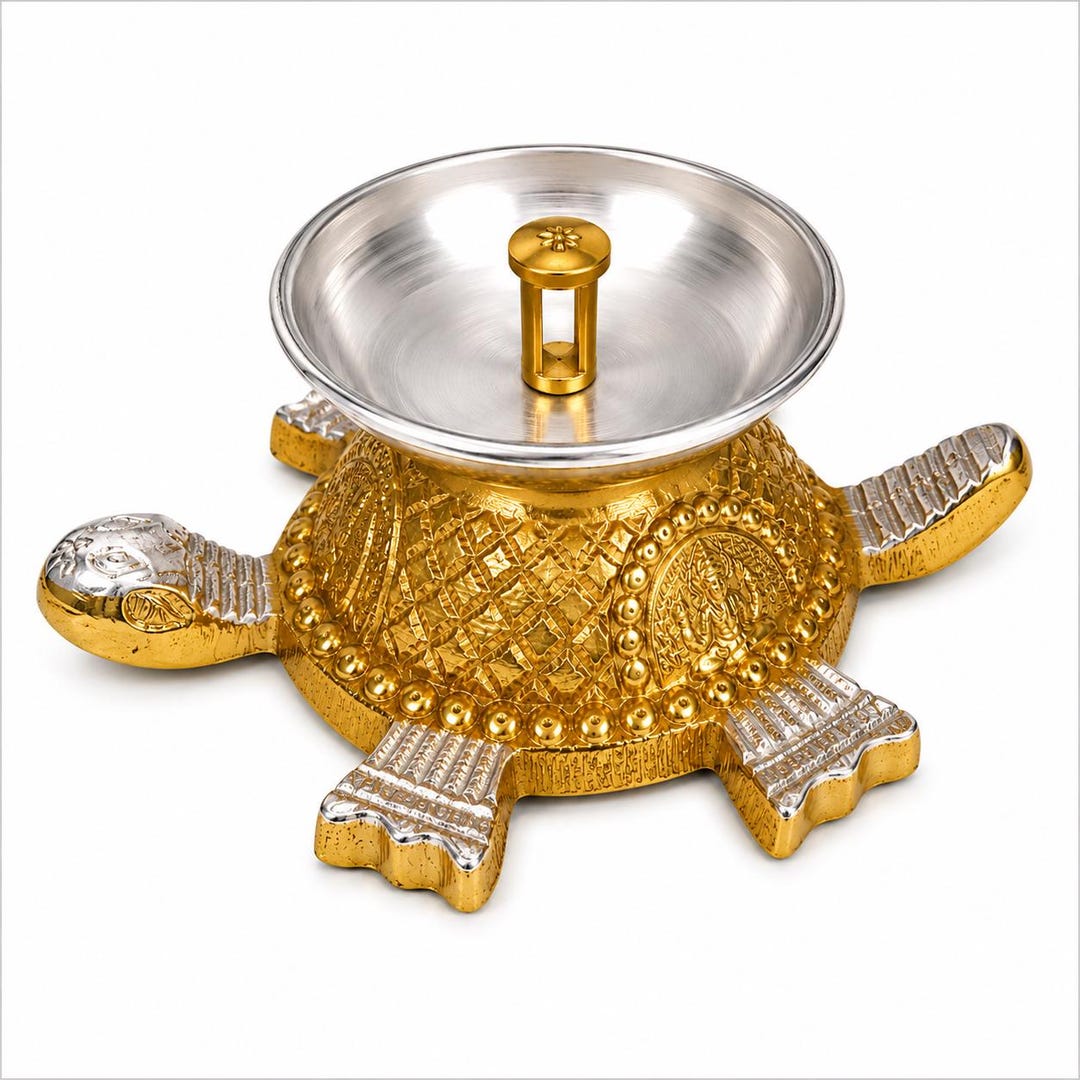 German Silver Tortoise Diya With Velvet Box, Vastu Turtle Oil Lamp ...
