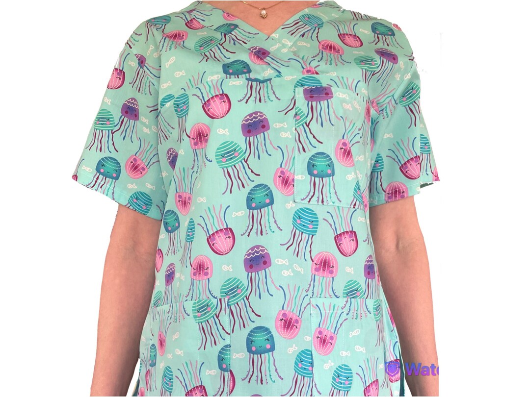 JELLYFISH SCRUB TOPS. 100% Cotton. for All Healthcare and Medical ...