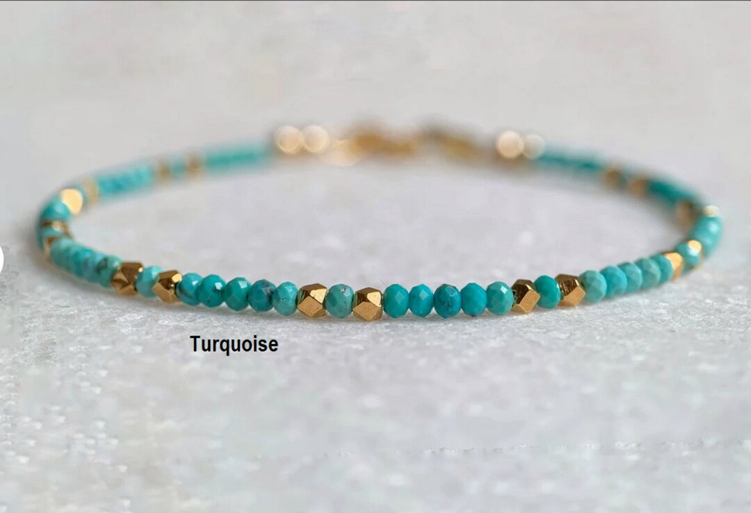Gold Turquoise Stack Bracelet / Genuine Sleeping Beauty Turquoise Bracelet / Turquoise Jewellery ...