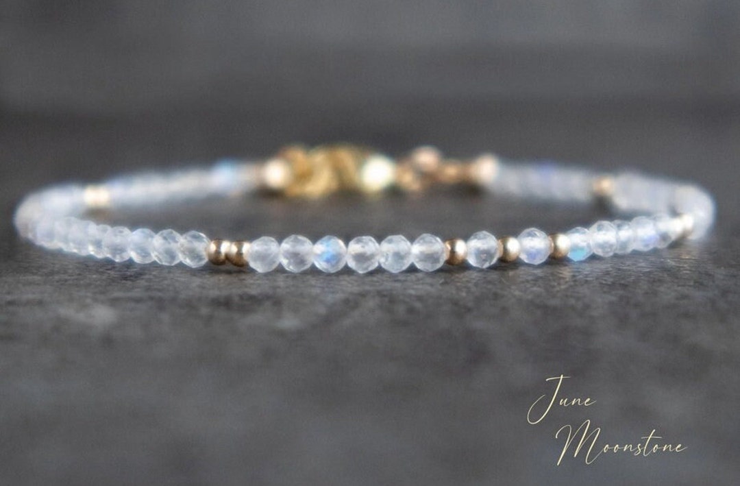 Moonstone Bracelet Dainty June Birthstone Bracelets for - Etsy