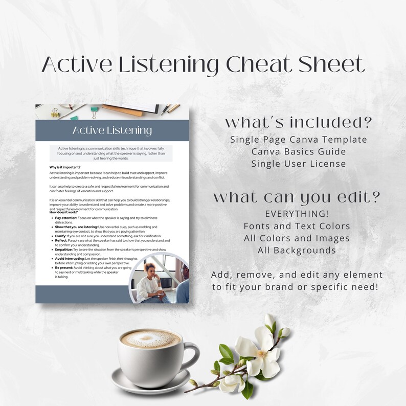 Active Listening Coaching Cheat Sheet Course Cheat Sheet - Etsy