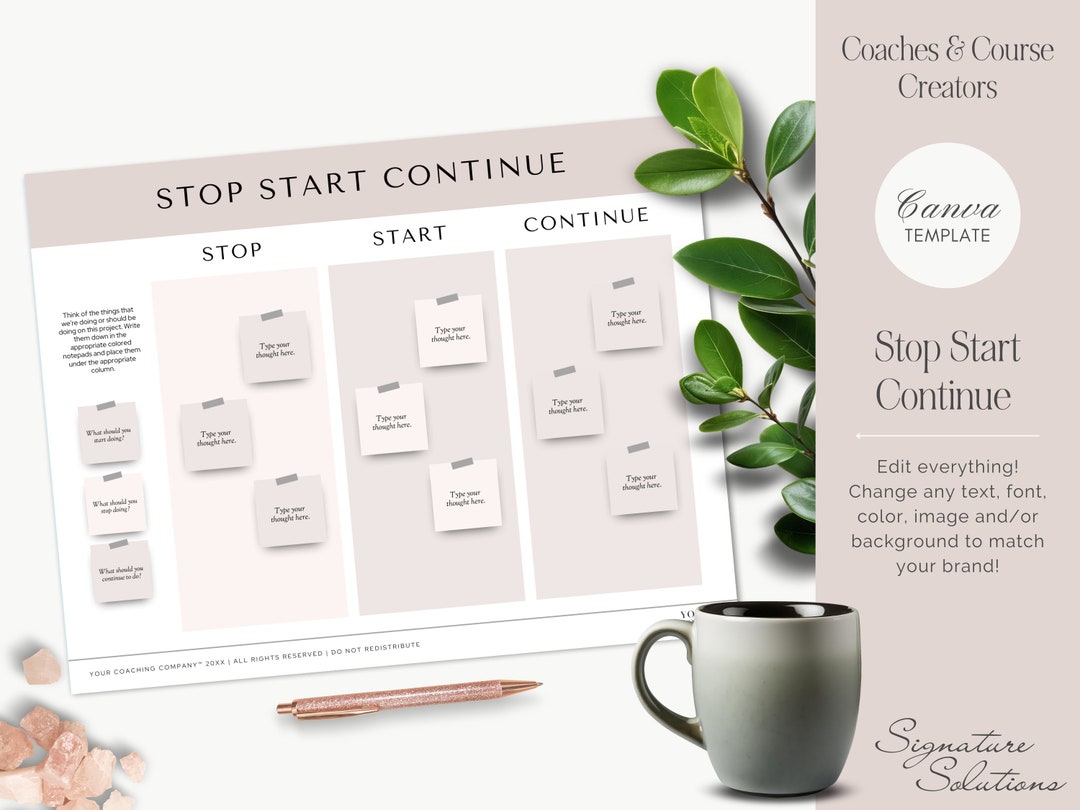 Stop-start-continue Worksheet INSTANT DOWNLOAD Canva - Etsy