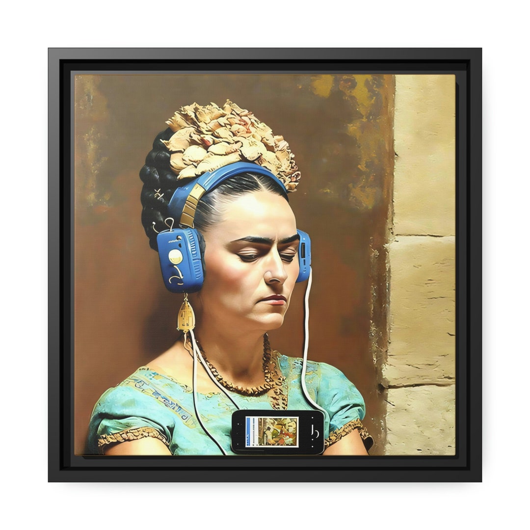 Frida Kahlo Listening to the Radio - Matte Canvas, Black Frame - Etsy