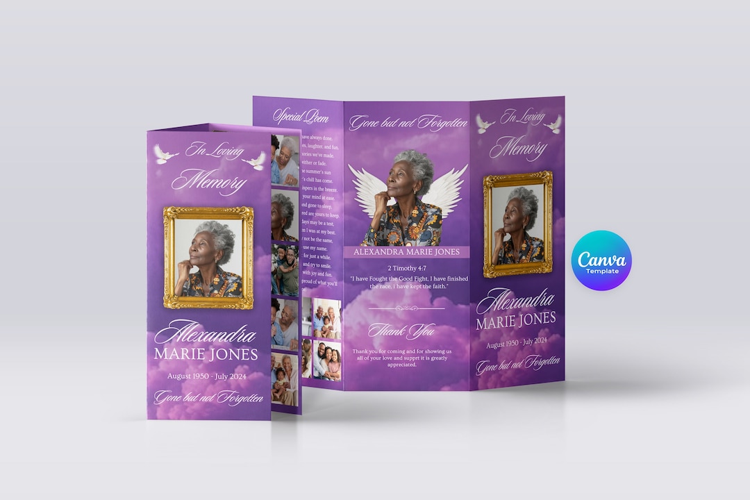 Funeral Trifold Brochure Template, Celebration of Life Trifold Brochure ...