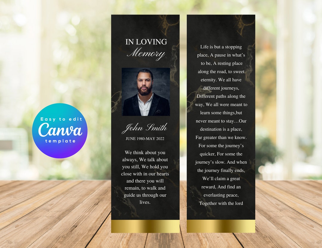 Memorial Bookmark Template , Celebration of Life Bookmark Template ...